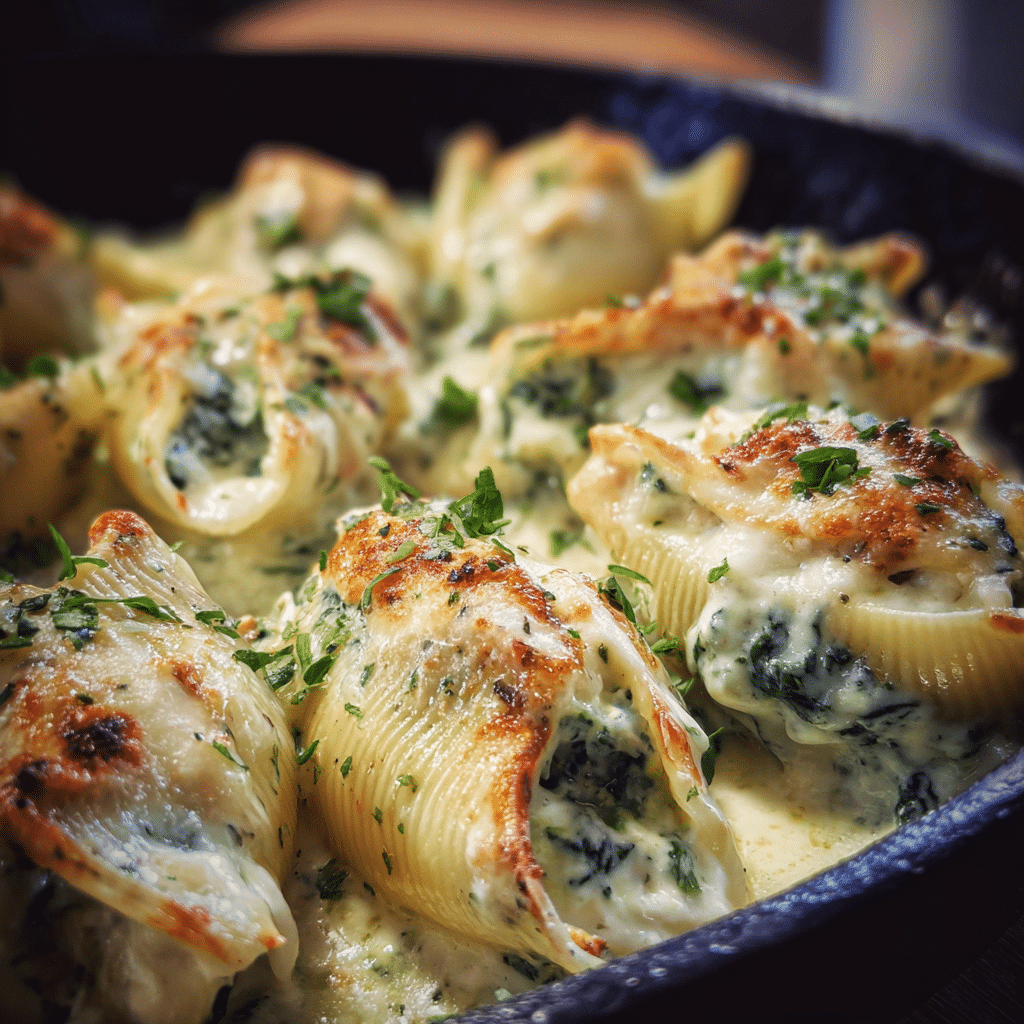 Irresistible Chicken Stuffed Shells with Spinach and Alfredo Sauce ...